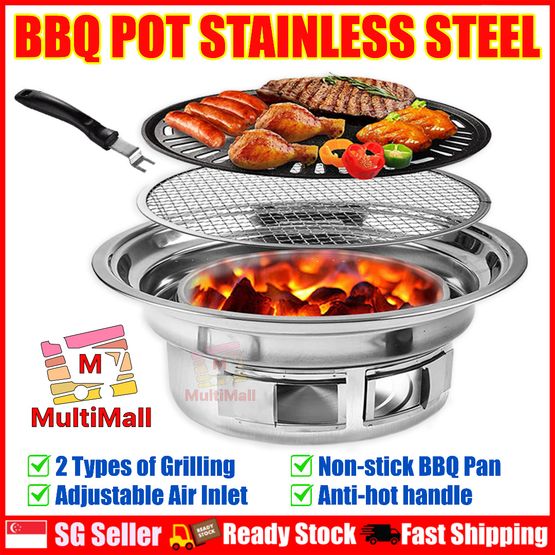 BBQ Pot Stainless Steel | CNY Korean BBQ Grill Pan | Korean BBQ Grill ...