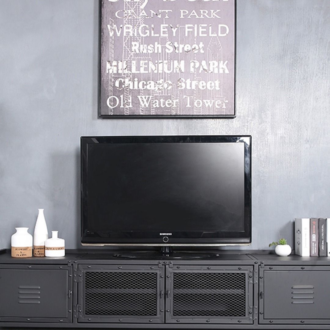 Blake Modern Industrial Metal TV Cabinet Console - Stylish and ...