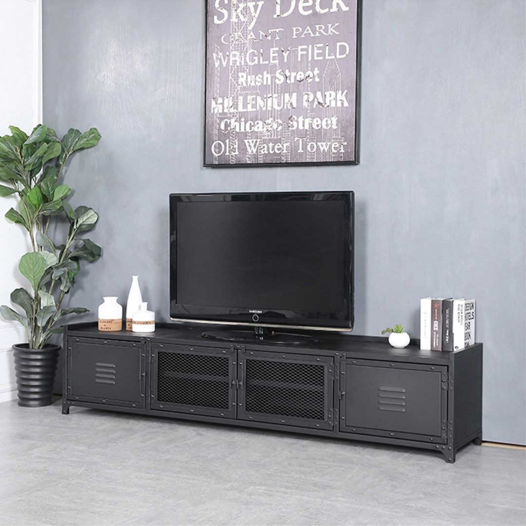 Blake Modern Industrial Metal TV Cabinet Console - Stylish and ...