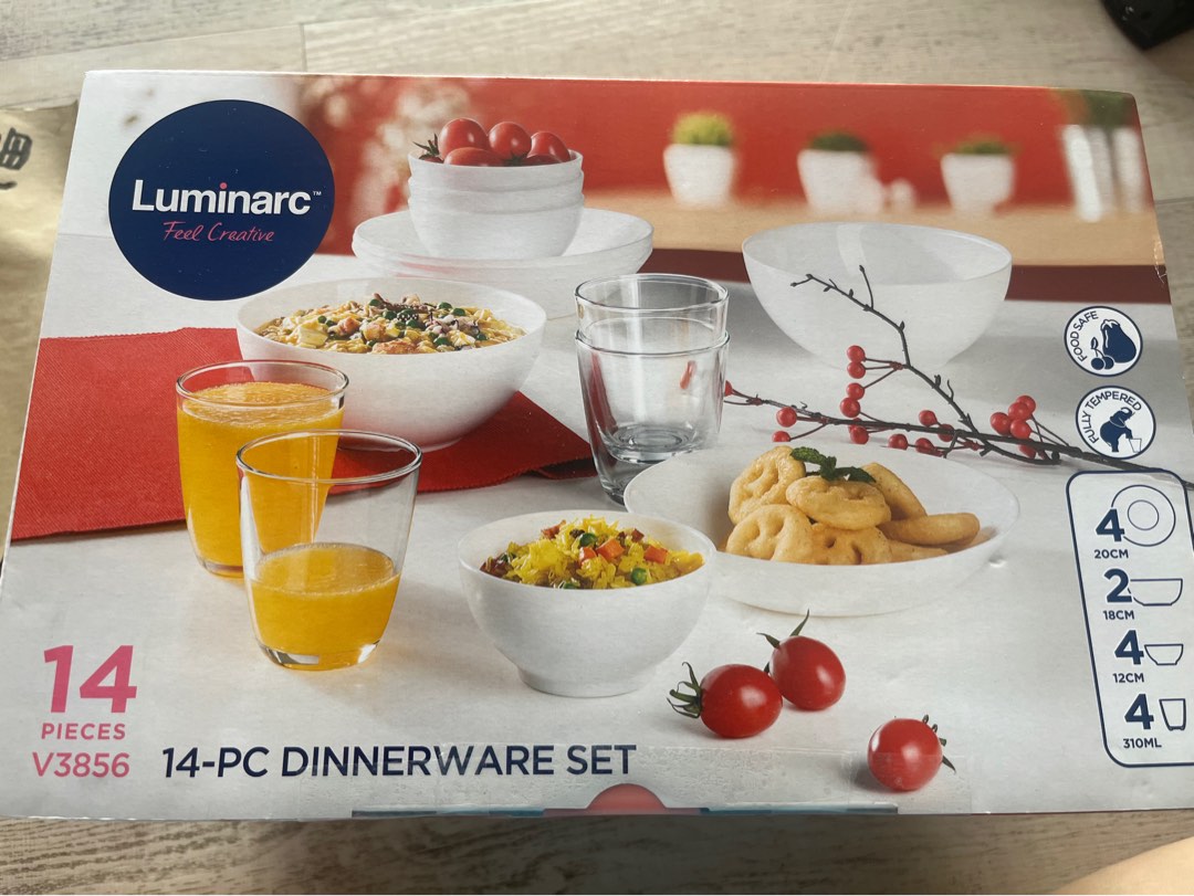 Brand new Luminarc 14 pc dinnerware set, Furniture & Home Living ...