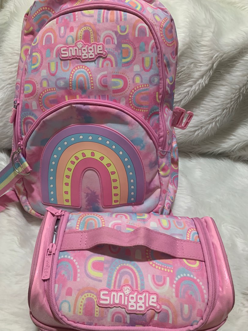 Smiggle Brightside Pink Backpack with FreeLunchbox! on Carousell