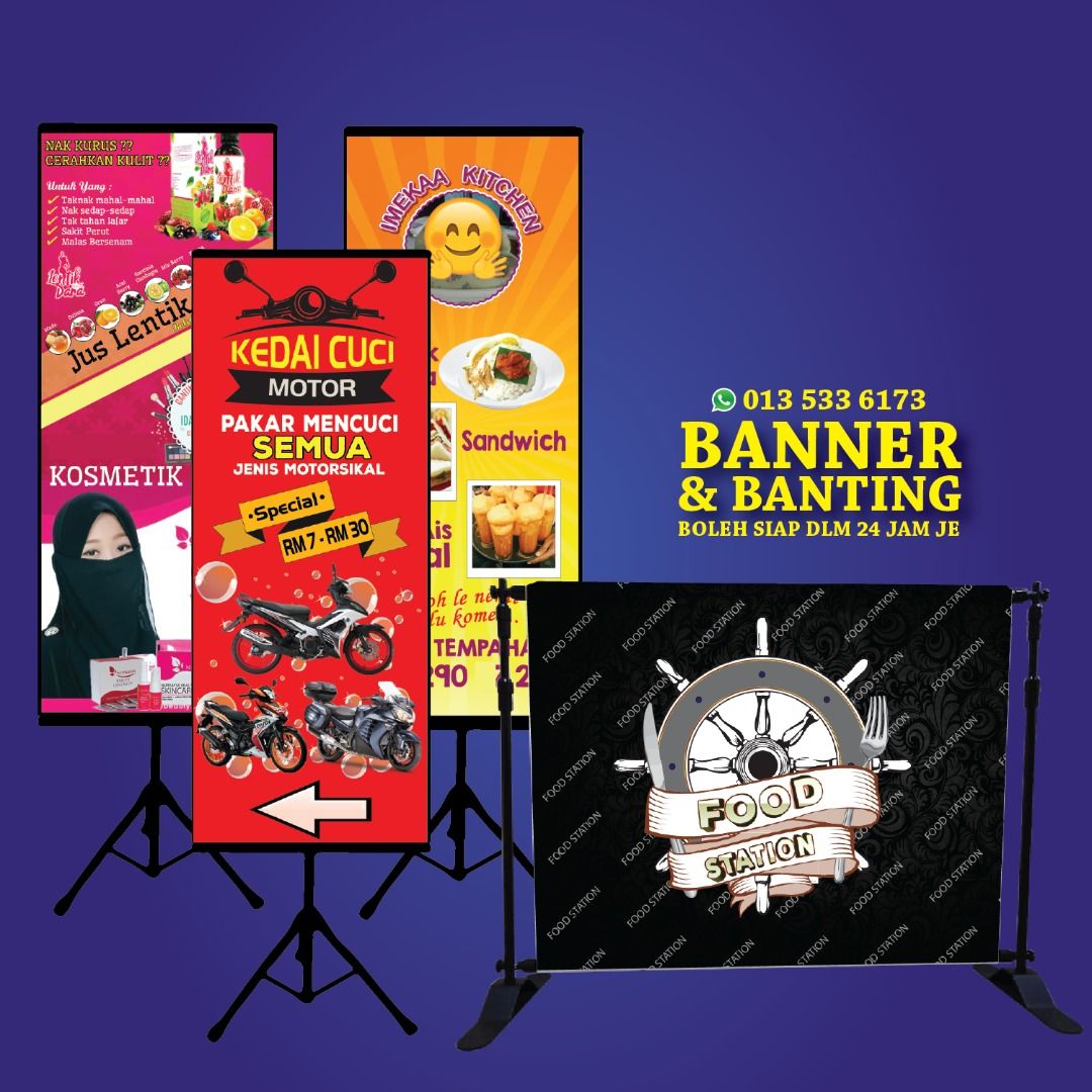 BUNTING KHEMAH NIAGA BISNES COTTON CANDY (READY DESIGN 2 X 5 KAKI ...