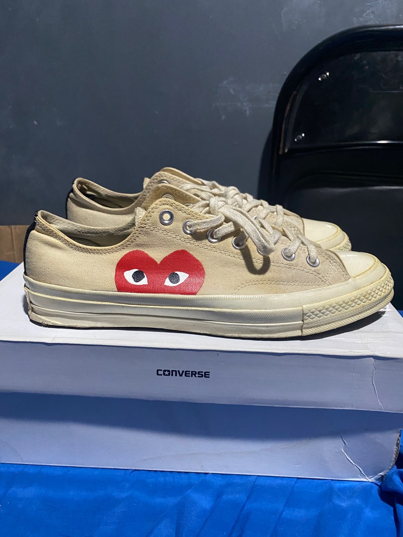 CDG Converse Cream White, Men's Fashion, Footwear, Sneakers on Carousell