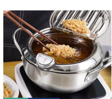 Deep Fryer Pot Stainless Steel Japanese Tempura Deep Frying Pan with ...