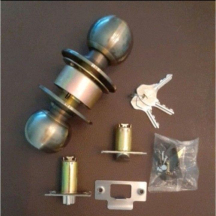 Door Cylindrical Lock Round Knob Room Lock, Furniture & Home Living ...