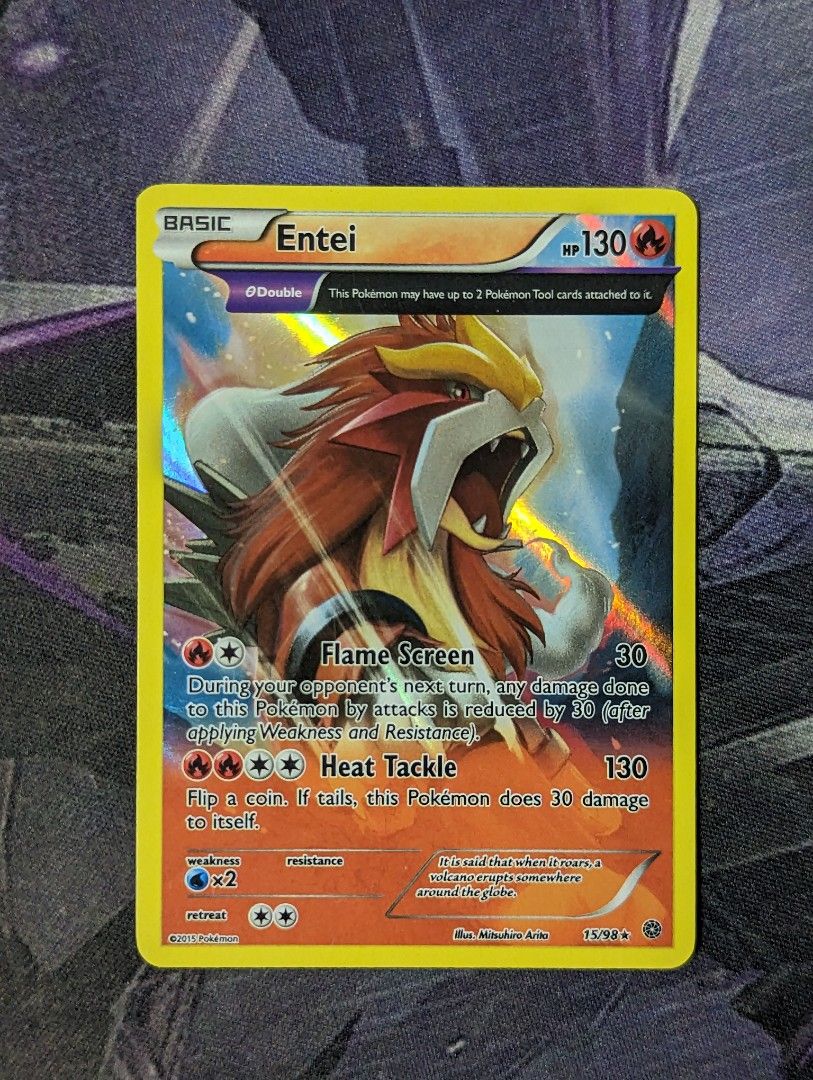 Entei Holo Rare XY Ancient Traits Ancient Origins Full Art Free basic ...