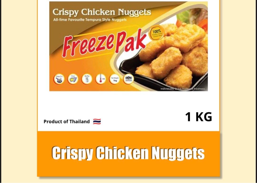 FreezePak Crispy Chicken Nuggets (1KG), Food & Drinks, Chilled & Frozen ...
