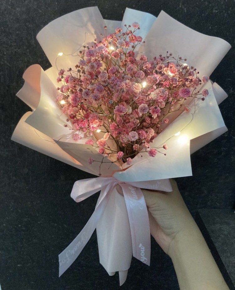 Fresh Pink Baby Breath Flower Bouquet Birthday Flower, Hobbies & Toys, Stationery & Craft ...