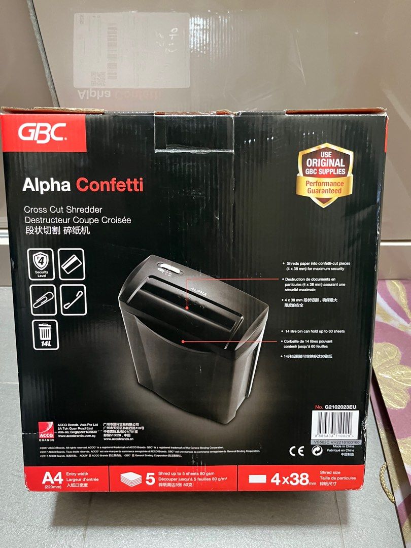 GBC Alpha Confetti Paper Shredder, Computers & Tech, Office & Business ...