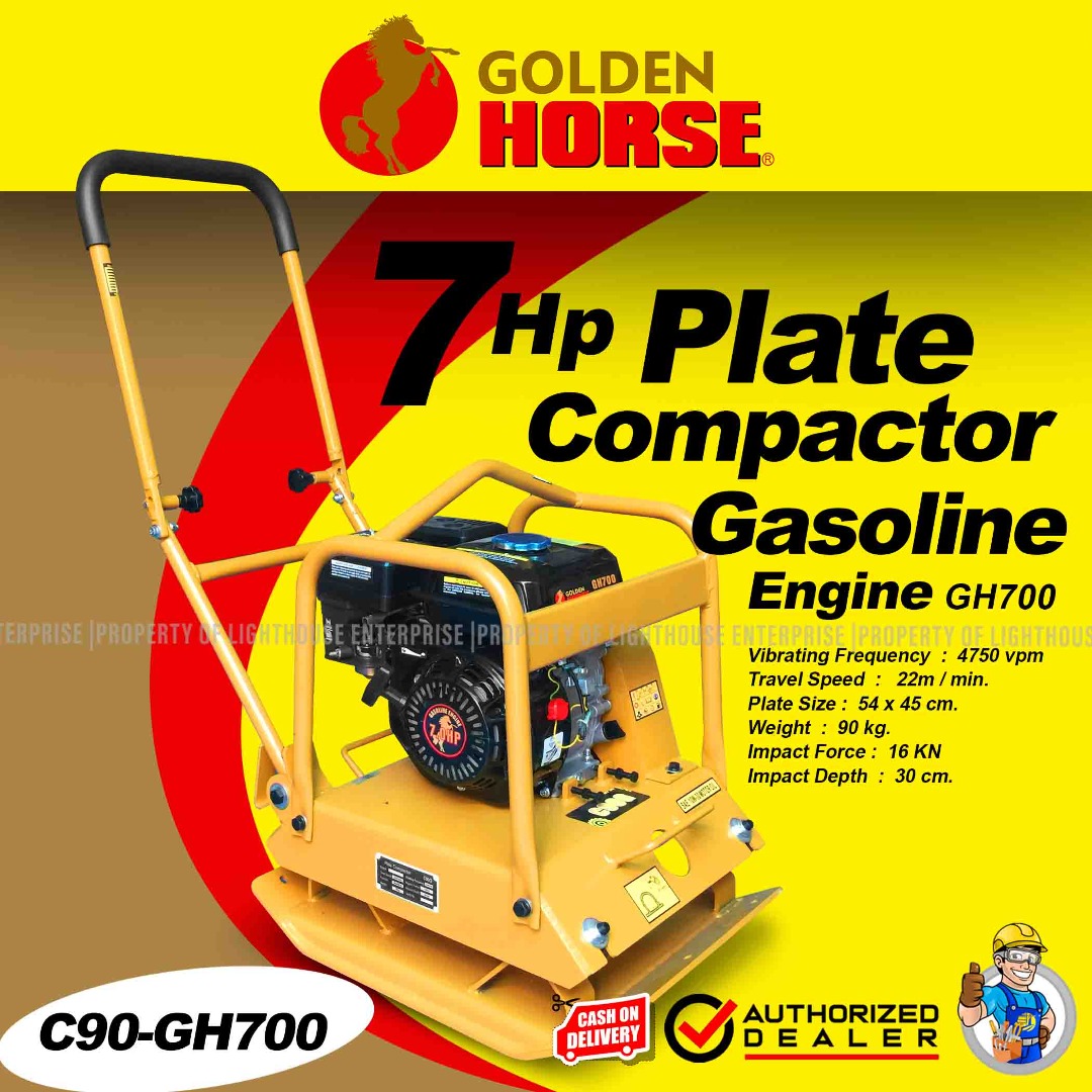 GOLDEN HORSE Industrial 7HP 90kgs. Diesel Engine Plate Compactor (C90 ...