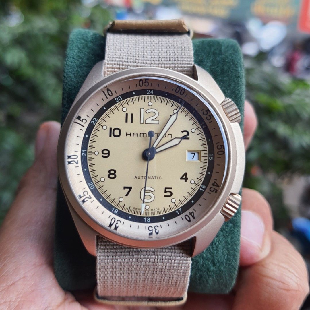 Hamilton Khaki Pioneer Alumunium, Fesyen Pria, Jam Tangan di Carousell