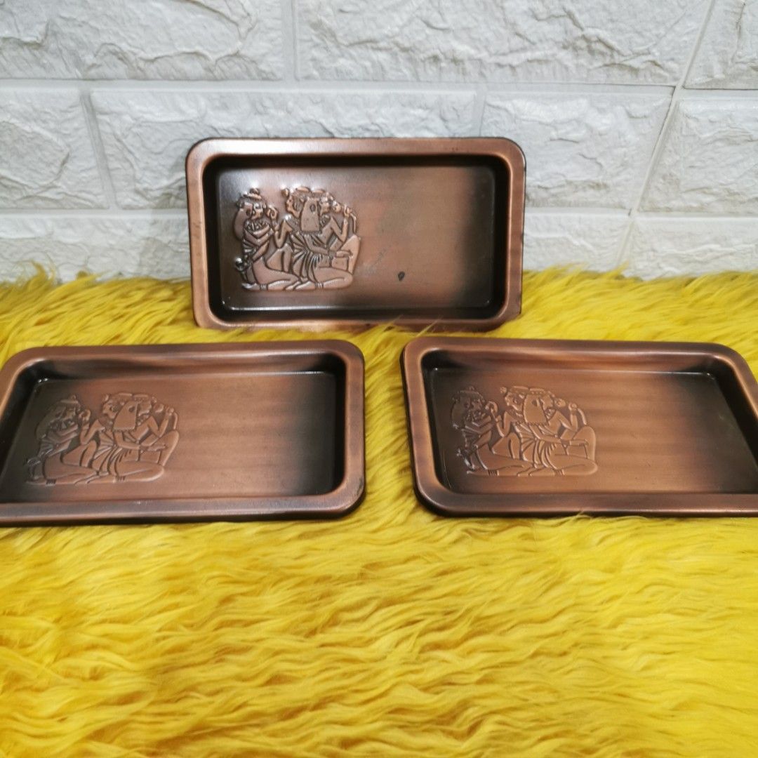 3 Japan Egyptian embossed design rectangular plate/tray on Carousell