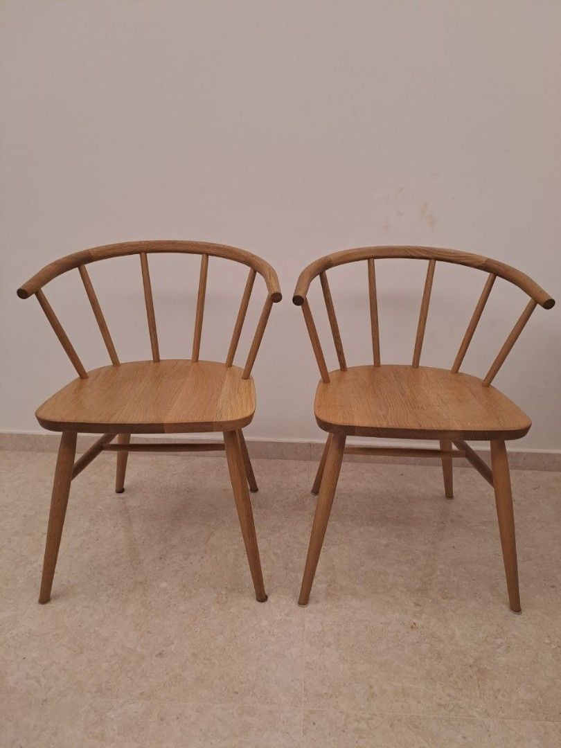 Japanese Muji Oak Arm Chairs, Furniture & Home Living, Furniture ...