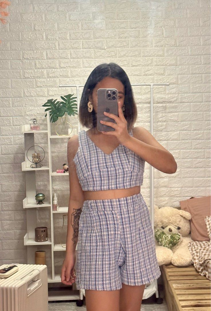 Pastel Korean Tweed Coords, Women's Fashion, Dresses & Sets, Sets or ...