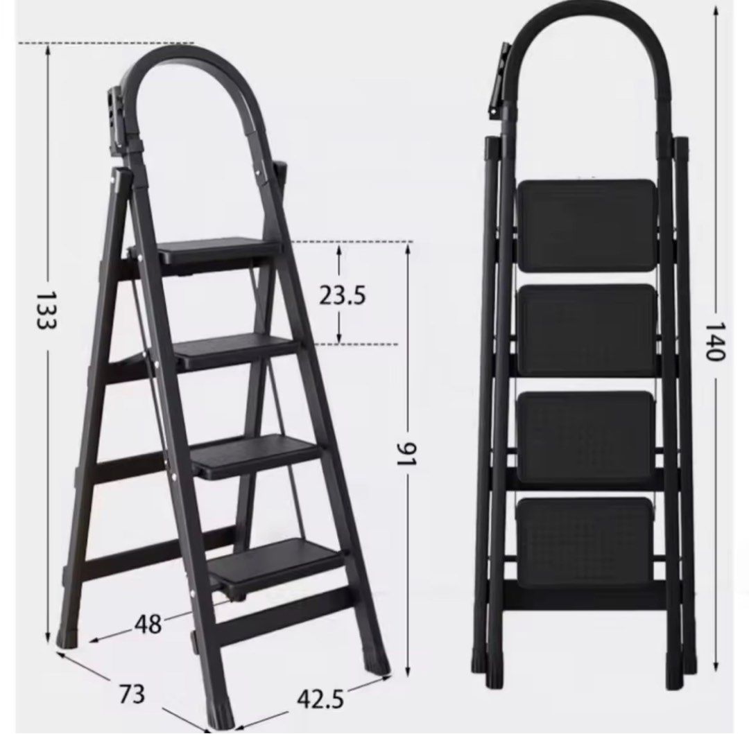 Ladder black 4 steps, Furniture & Home Living, Home Improvement ...