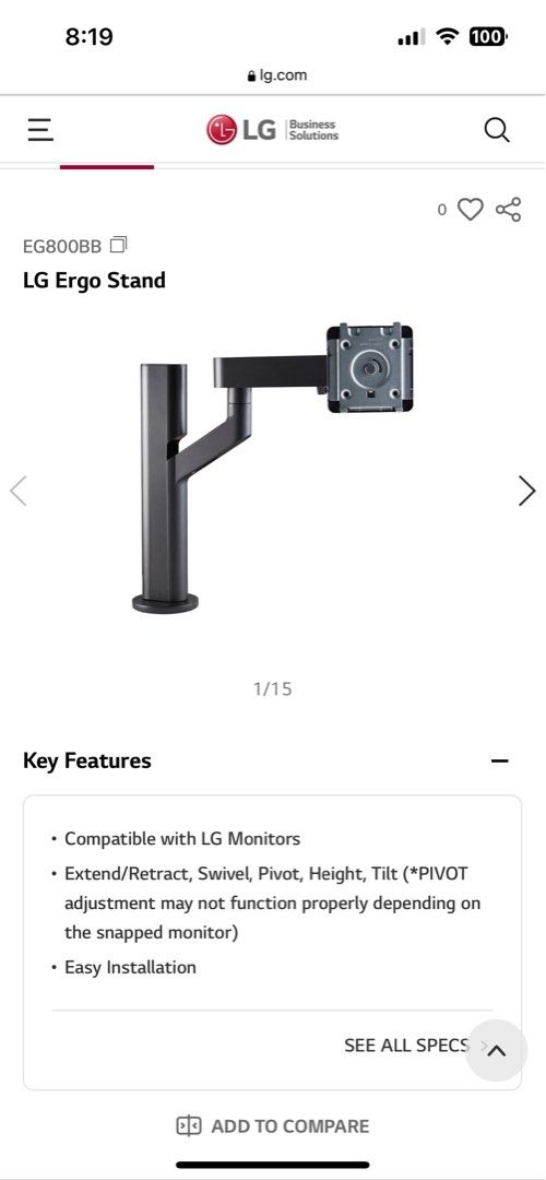 LG Ergo Monitor Stand, Computers & Tech, Parts & Accessories, Monitor ...