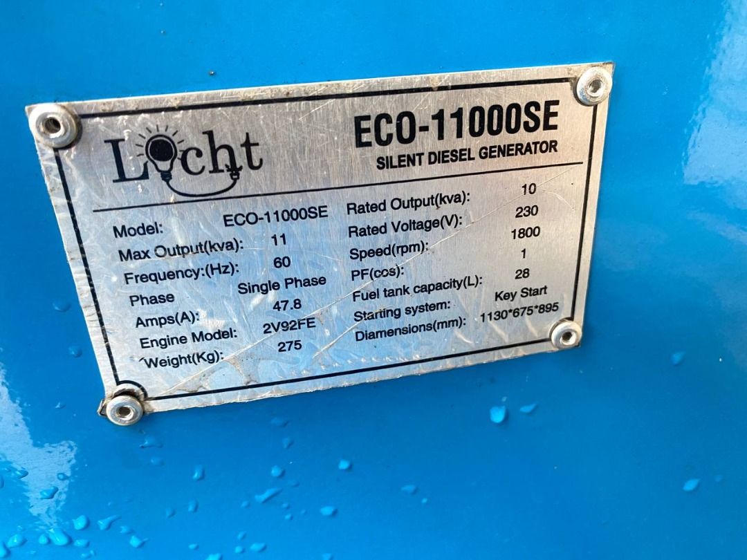 Licth ECO-11000SE 11KVA Generator Set, Commercial & Industrial ...