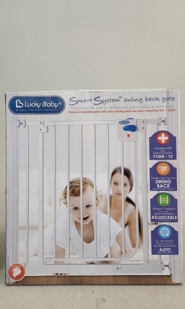 Luckybaby safety gate w extension, Babies & Kids, Baby Nursery & Kids ...