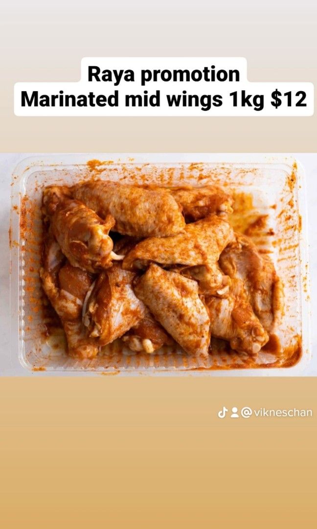 Marinated chicken Mid wings, Food & Drinks, Fresh Produce on Carousell