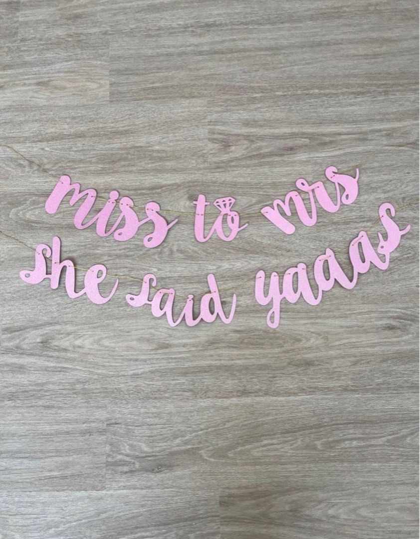 Miss to mrs banner in sparkling black, sparkling rose gold, sparkling ...