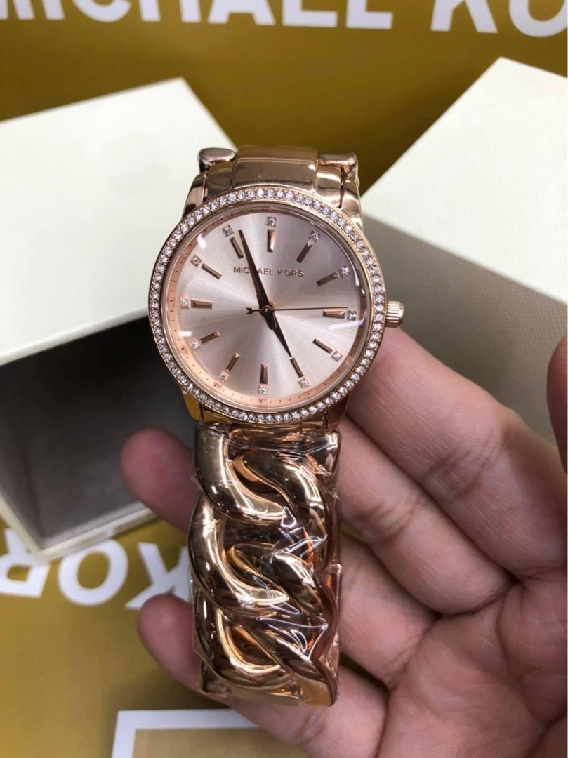 MK TWISTED ROSEGOLD WITH STONE AUTHENTIC WATCH on Carousell