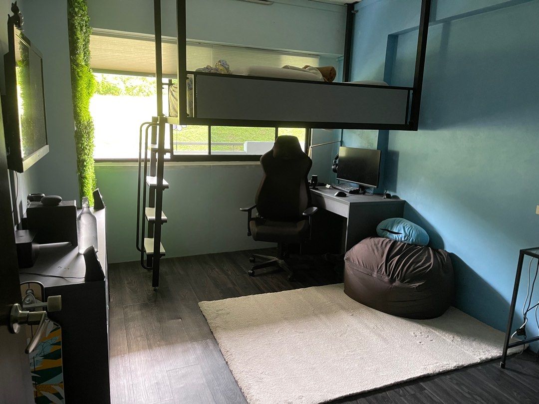 Modern bunk/loft bed frame ceiling attached hanging bed frame ...