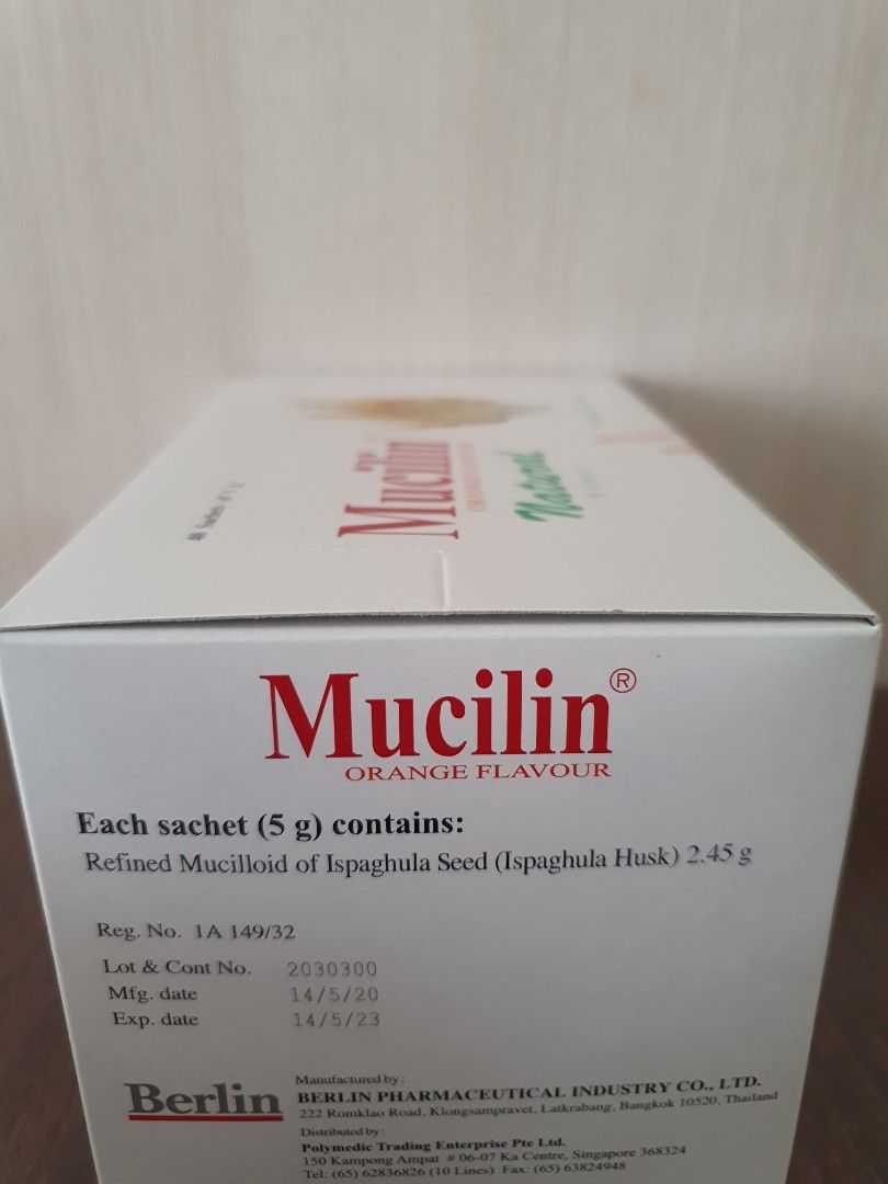 Mucilin Natural Fibre (Orange Flavour), Health & Nutrition, Health ...