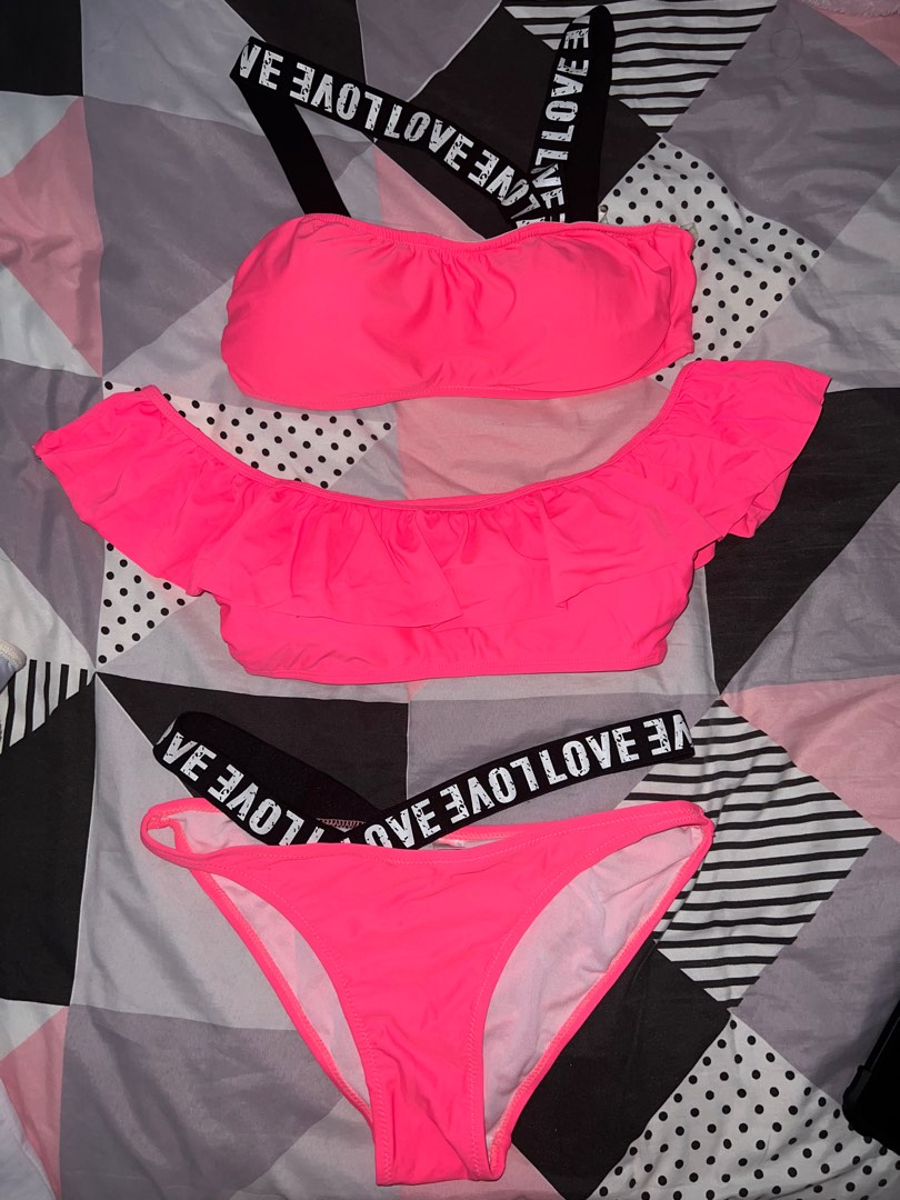 Neon Pink swimsuit set, Women's Fashion, Swimwear, Bikinis & Swimsuits ...