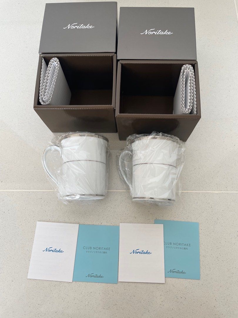 NORITAKE 2 MUG CUPS (TOORAK platinum), Furniture & Home Living, Kitchenware & Tableware, Coffee ...