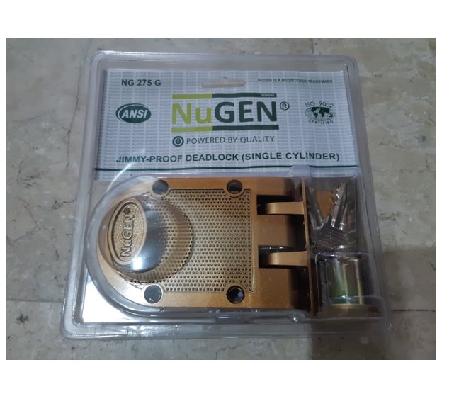 Nugen Jimmy Proof Heavy Duty Single Cylinder Security Deadlock Gold ...