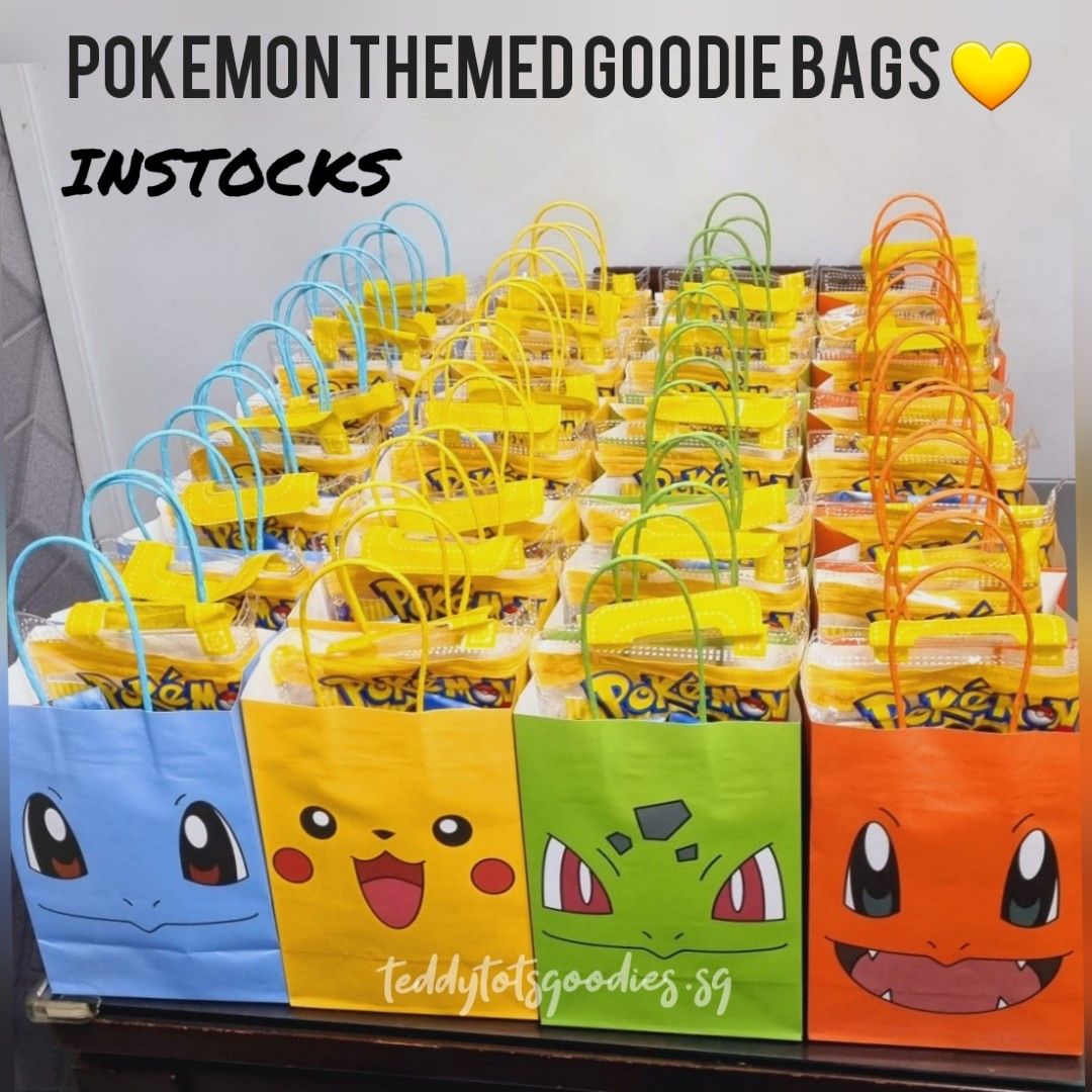 Pokemon Themed Kids Goodie Bag Pikachu Bulbasaur Charmander Squirtle ...