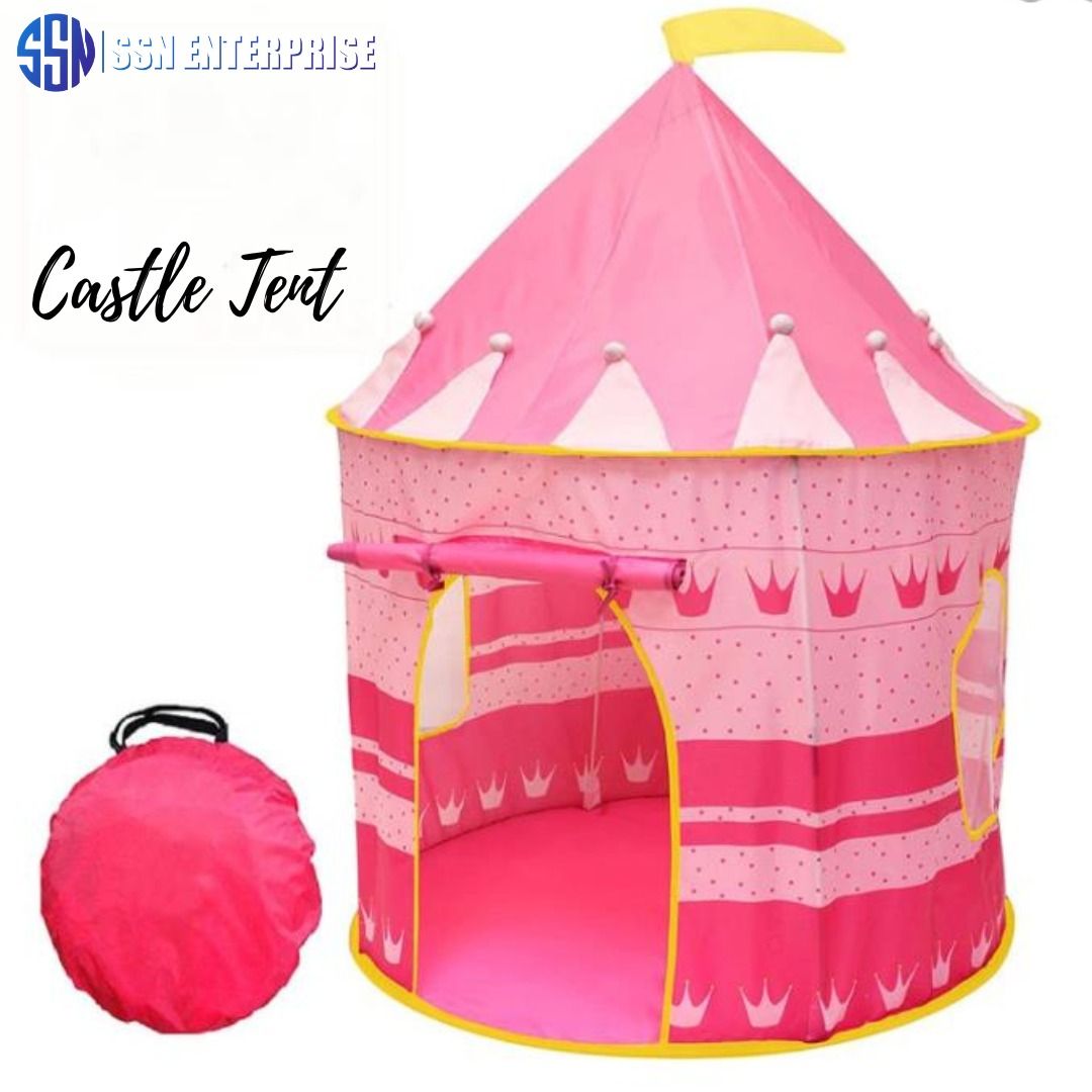 PORTABLE FOLDING CASTLE TENT FOR KIDS PERFECT FOR CAMPING OR HOME TOY ...