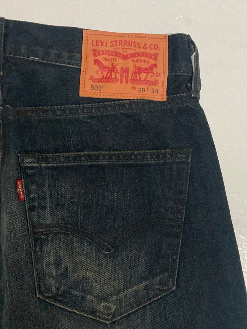 Rare! Authentic Levi’s 501 Deep Dark Lake Fade Leather Patch for Tall Men’s, Actual Waistline is ...