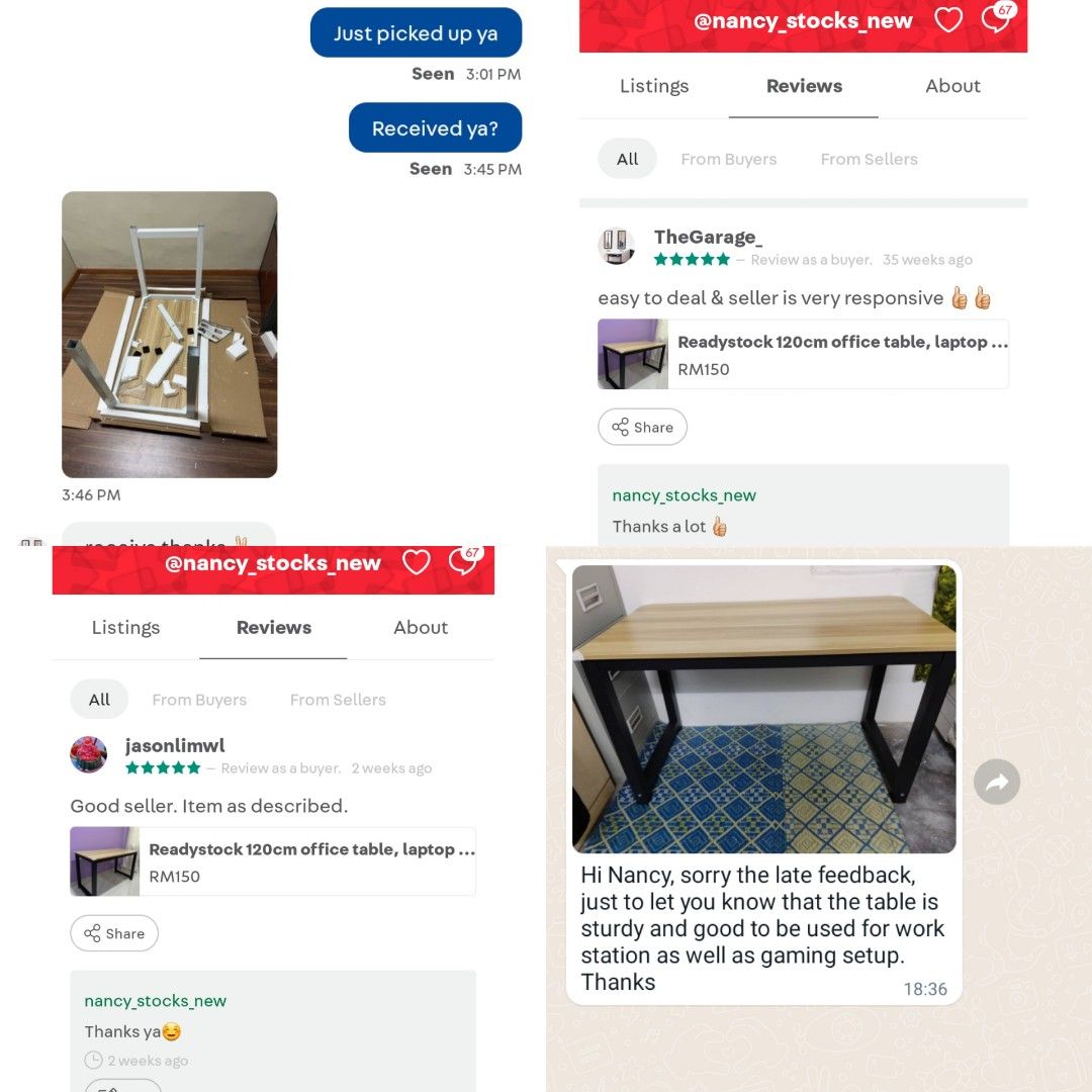 Readystock Office Table, metal leg gaming study working tables desks ...