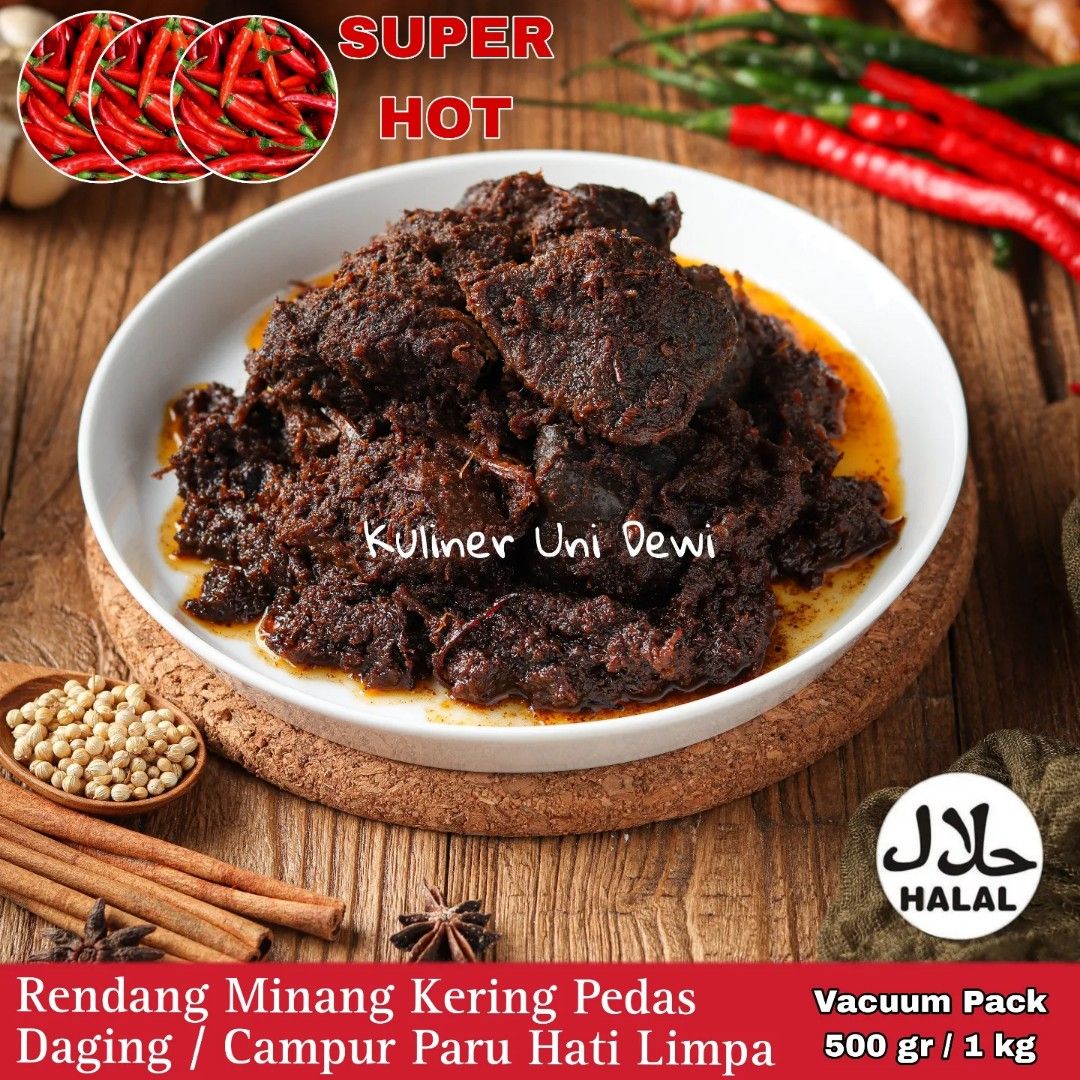 Rendang Kering Hitam Super Pedas Enak Siap Saji Makan Minang Black ...