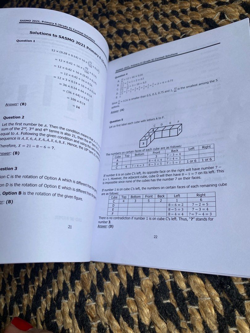 SASMO Math Olympiad P6 2019-2022 past years papers, Hobbies & Toys ...