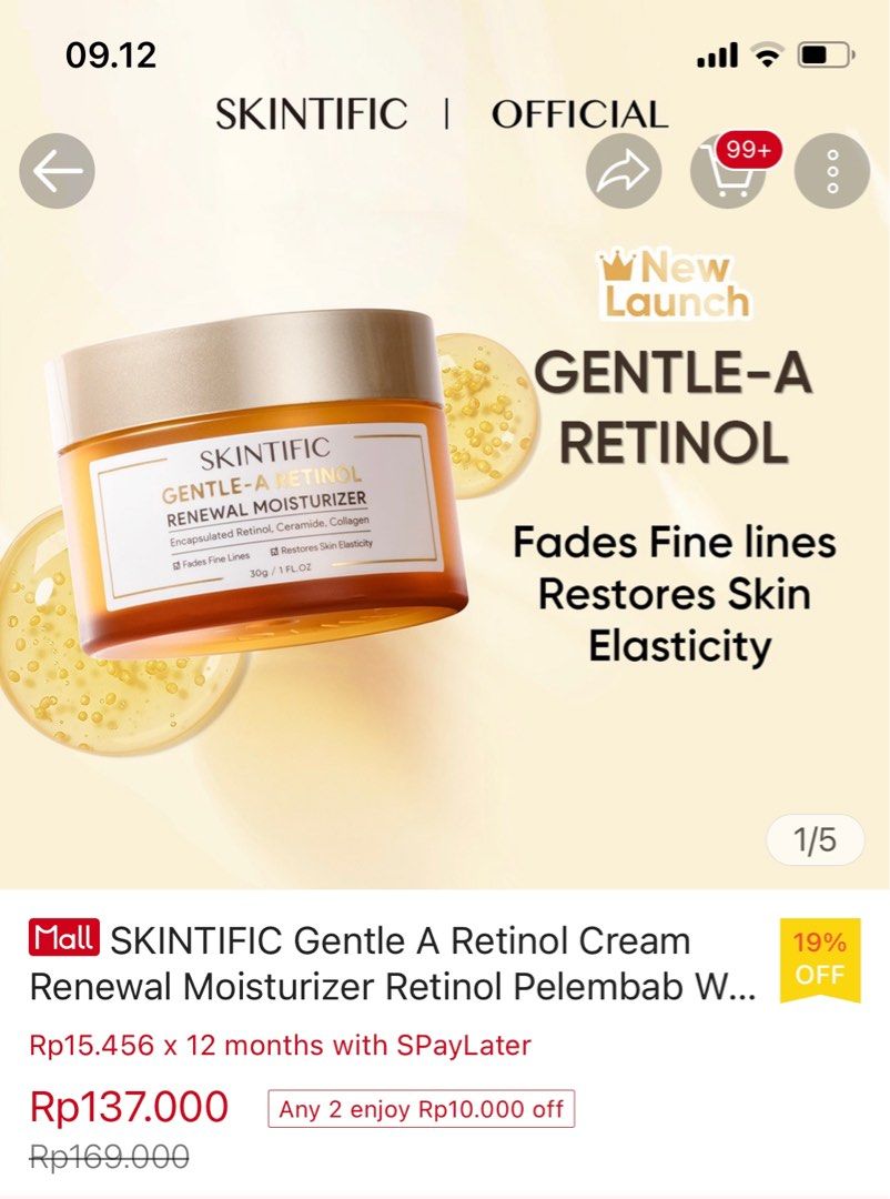 SKINTIFIC Gentle A Retinol Cream Renewal Moisturizer Retinol Pelembab ... SKINTIFIC Gentle A Retinol Cream Renewal Moisturizer Retinol Pelembab ...