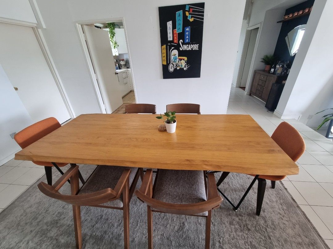 Solid Wood Dining Table 2.2m, Furniture & Home Living, Furniture ...