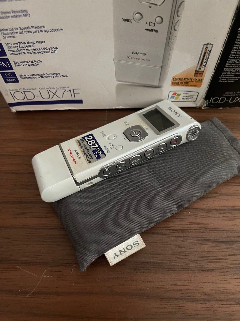 Sony Stereo IC Recorder_ICD-UX71F_White Colour, Audio, Voice Recorders ...