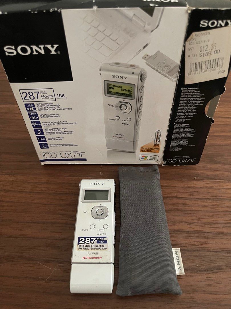 Sony Stereo IC Recorder_ICD-UX71F_White Colour, Audio, Voice Recorders ...