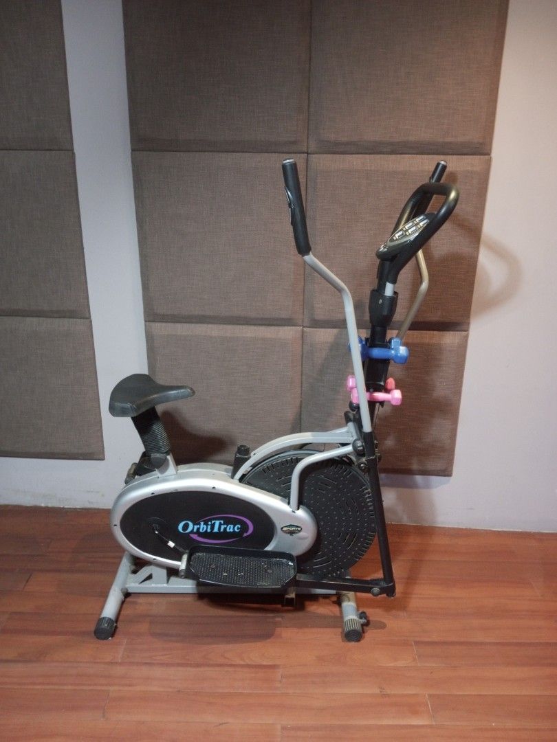 Sports Orbitrac stationary bike with dumbbells, Sports Equipment, Exercise & Fitness, Cardio ...