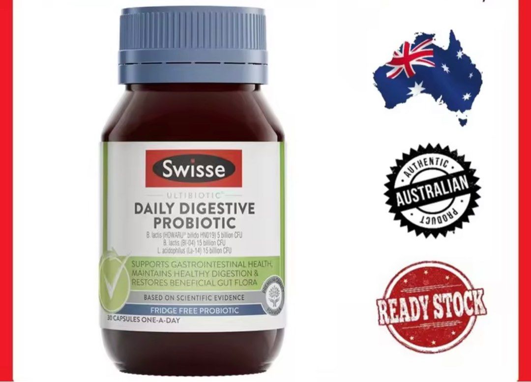 Swisse Ultibiotic Daily Digestive Probiotic 30 / 90 Capsules, Health ...
