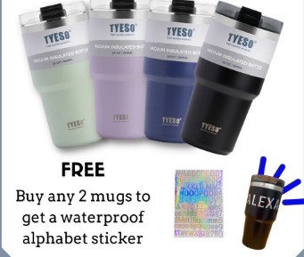 Tik Tok Tyeso Tumbler Stainless Steel Thermal Travel Mug with Lid Large ...