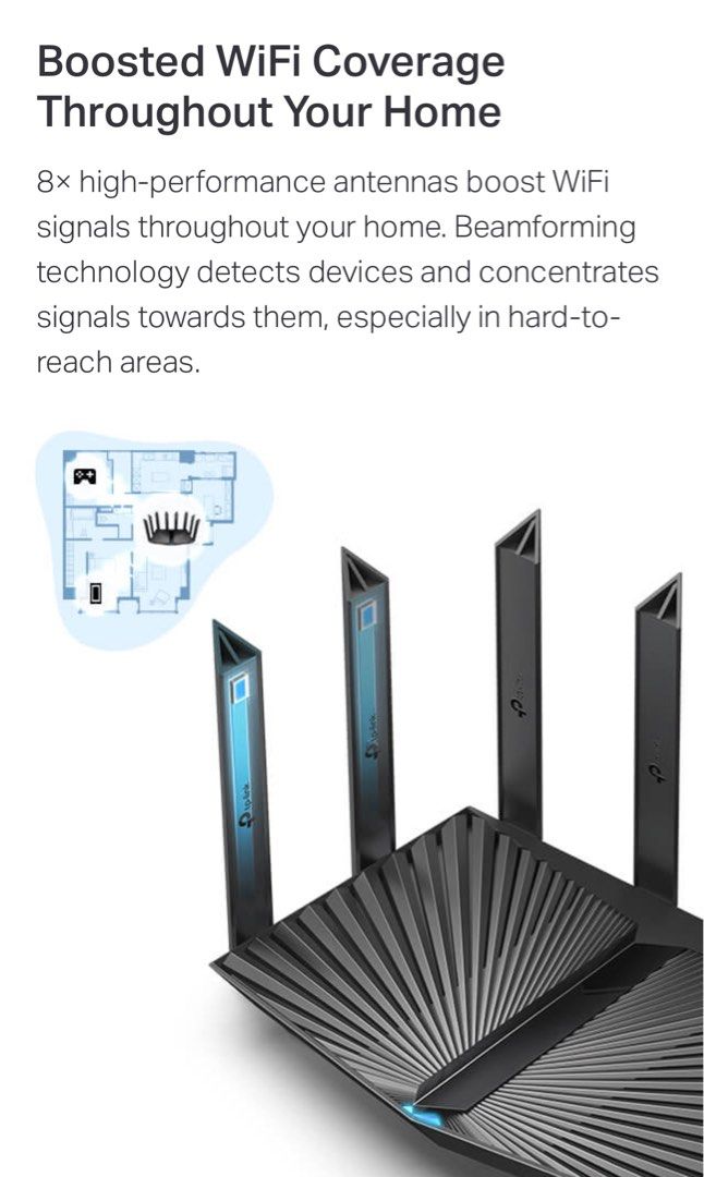 TP-Link Archer AX95 AX7800 Tri-Band 8-Stream Wifi 6 Router With Fixed ...