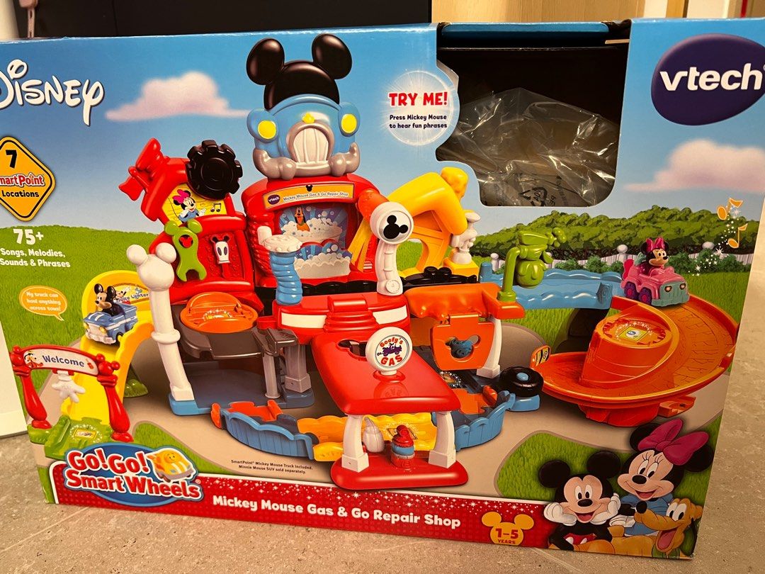 Vtech Mickey Mouse Gas and Go Repair Shop, 兒童＆孕婦用品, 嬰兒玩具 - Carousell
