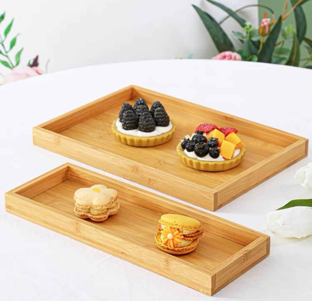 Wooden plate Hari Raya display food tray tart tapakuda puff, Food ...