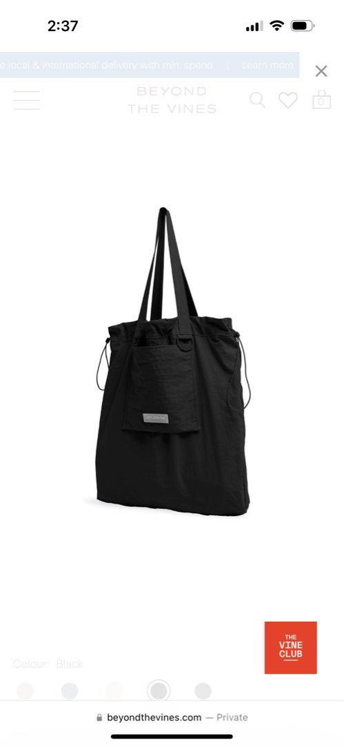 wts btv beyond the vines drawstring toggle tote in black, Women's ...