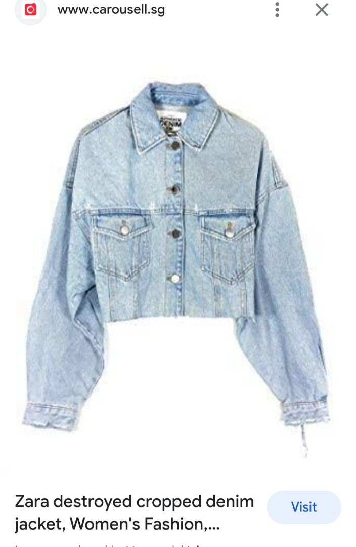 Zara denim cropped jacket, Women's Fashion, Coats, Jackets and ...