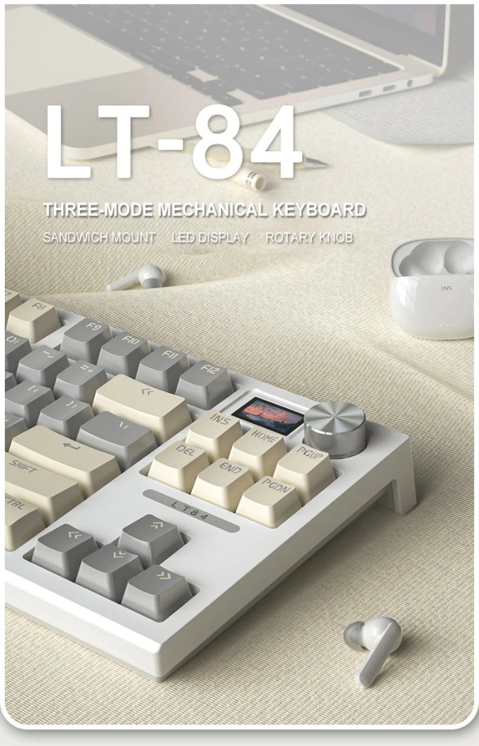 75% TKL Tri Wireless with LED Knob Langtu LT84 PRO Mechanical Keyboard ...