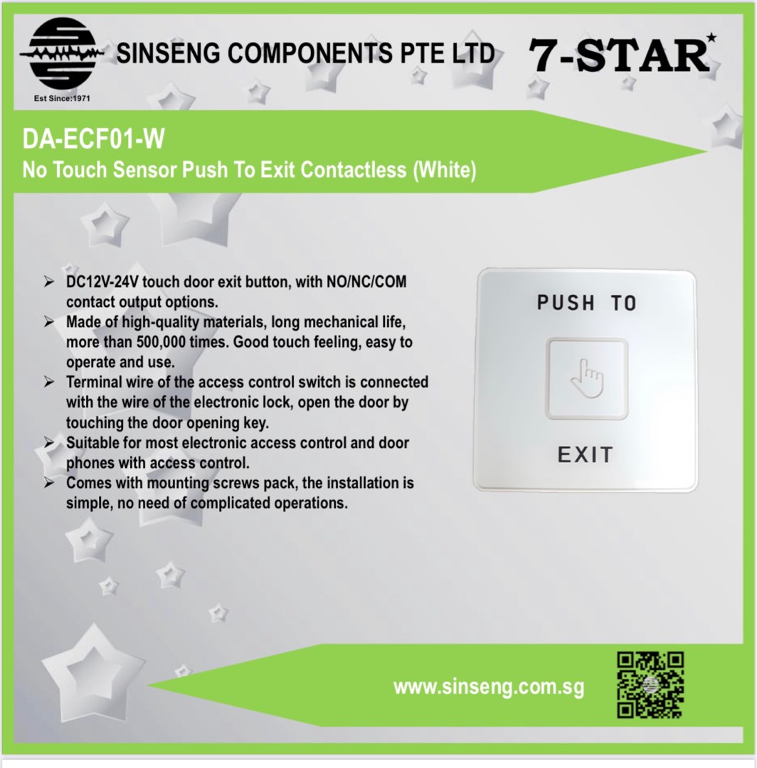 [Retail Exclusive] White Door Exit Door Release Button Push To Exit for ...